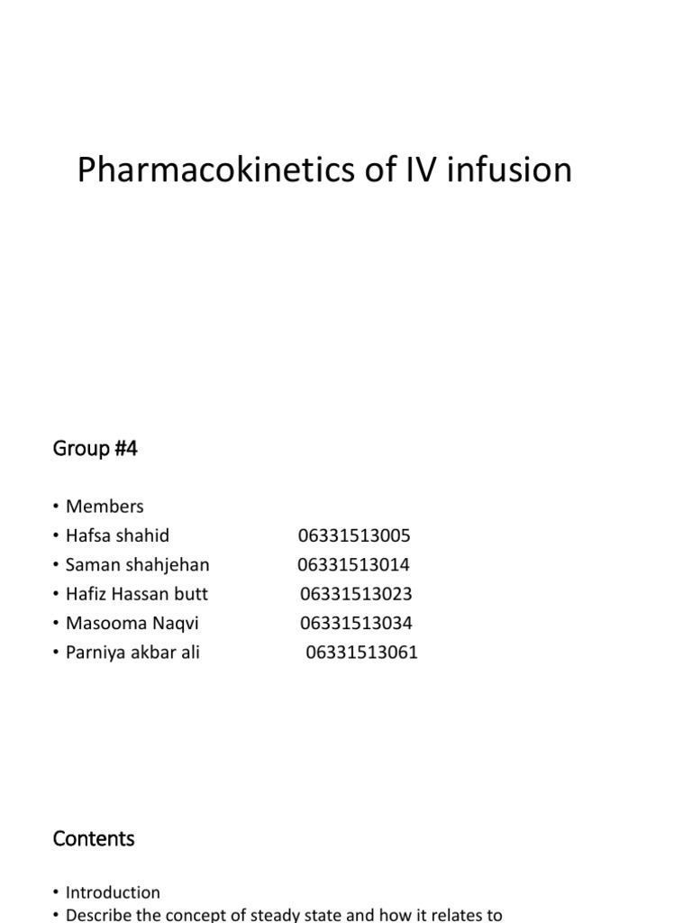 Pharmacokinetics of IV Infusion | PDF | Pharmacokinetics | Bioavailability