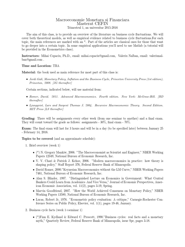 Macro Syllabus | PDF | Business Cycle | Macroeconomics