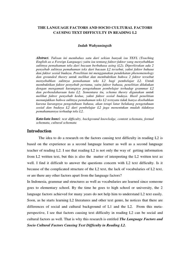The Language Factors and Socio Cultural | PDF | Second Language ...