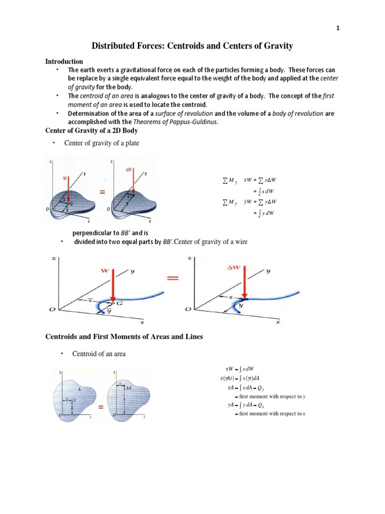 Distributed Forces: Centroids and Centers of Gravity | PDF | Center Of Mass | Rotation Around A ...