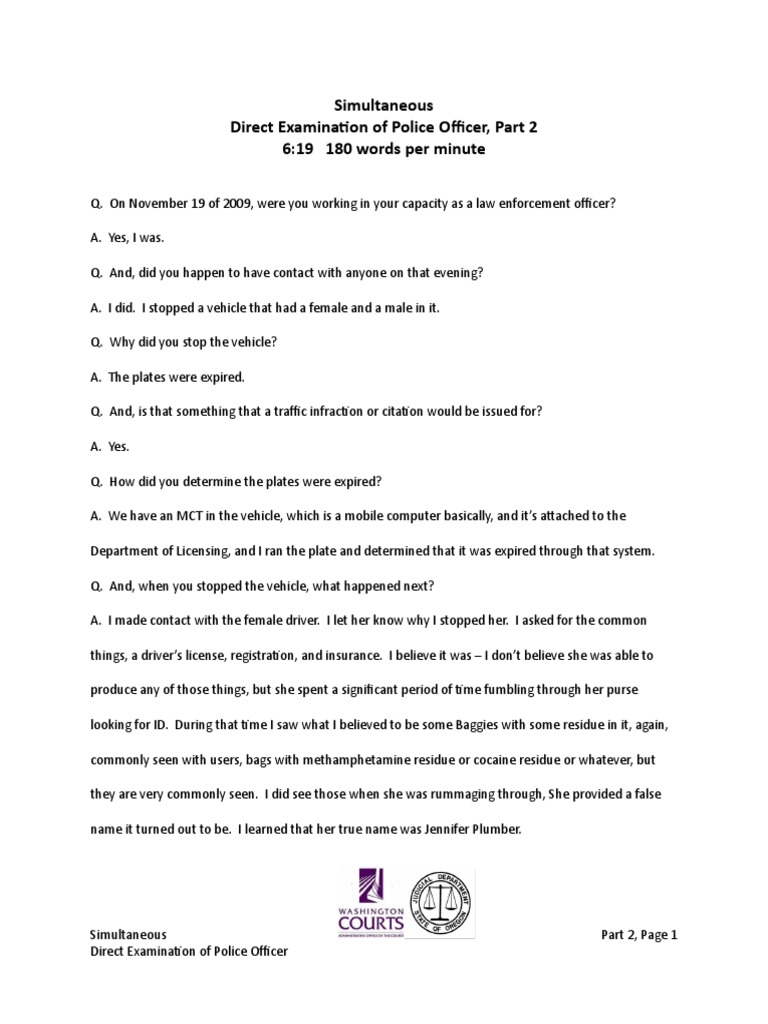 Direct Examination of Police 2 | PDF | Arrest | Violence