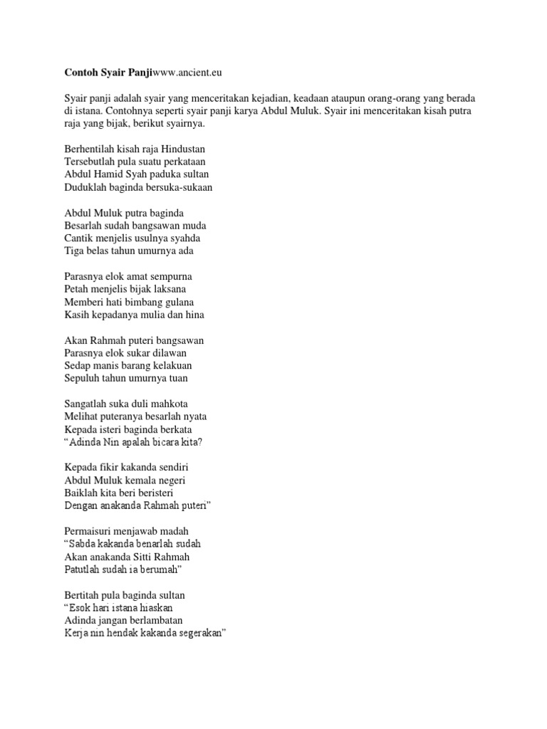 Contoh Syair Panjiwww | PDF | Agama & Spiritualitas | Fiksi Umum