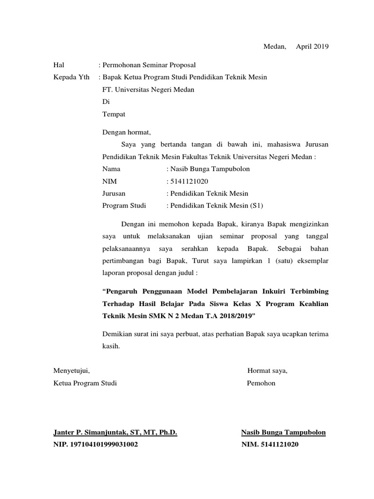 Surat Permohonan Sempro | PDF