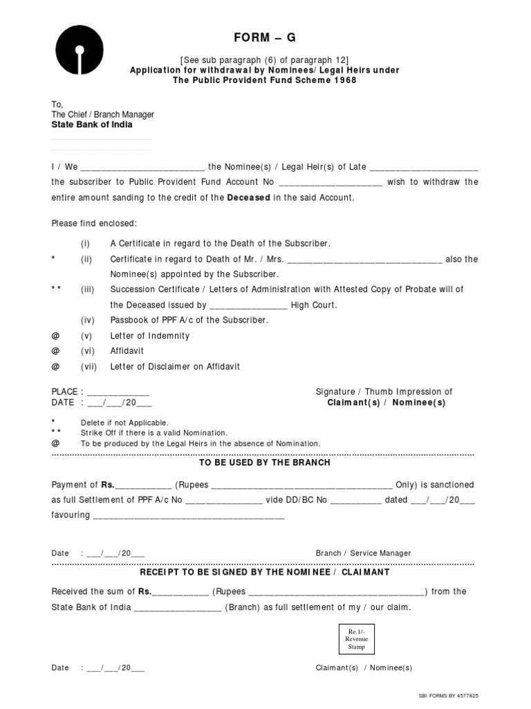 Form-G - (PPF Deceased Claim) | PDF | Common Law | Government