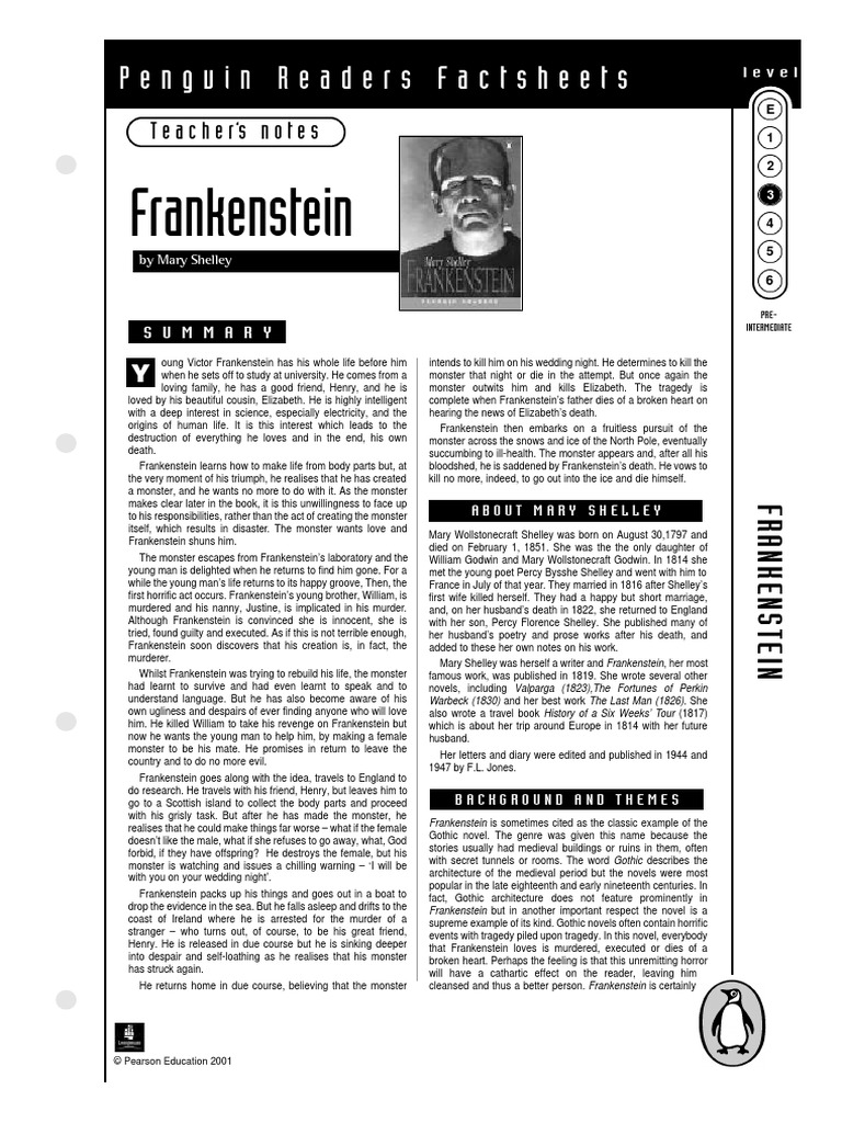 Frankenstein: Penguin Readers Factsheets | PDF | Frankenstein | Mary ...