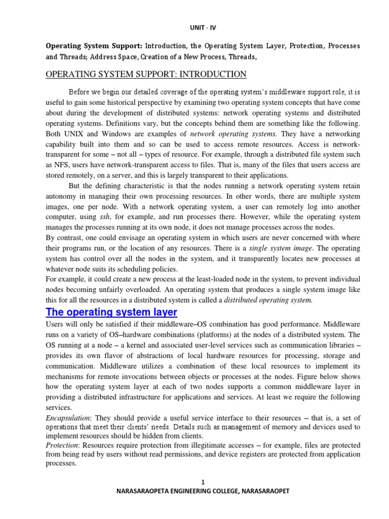 Operating System Support: Introduction | PDF | Thread (Computing) | Operating System