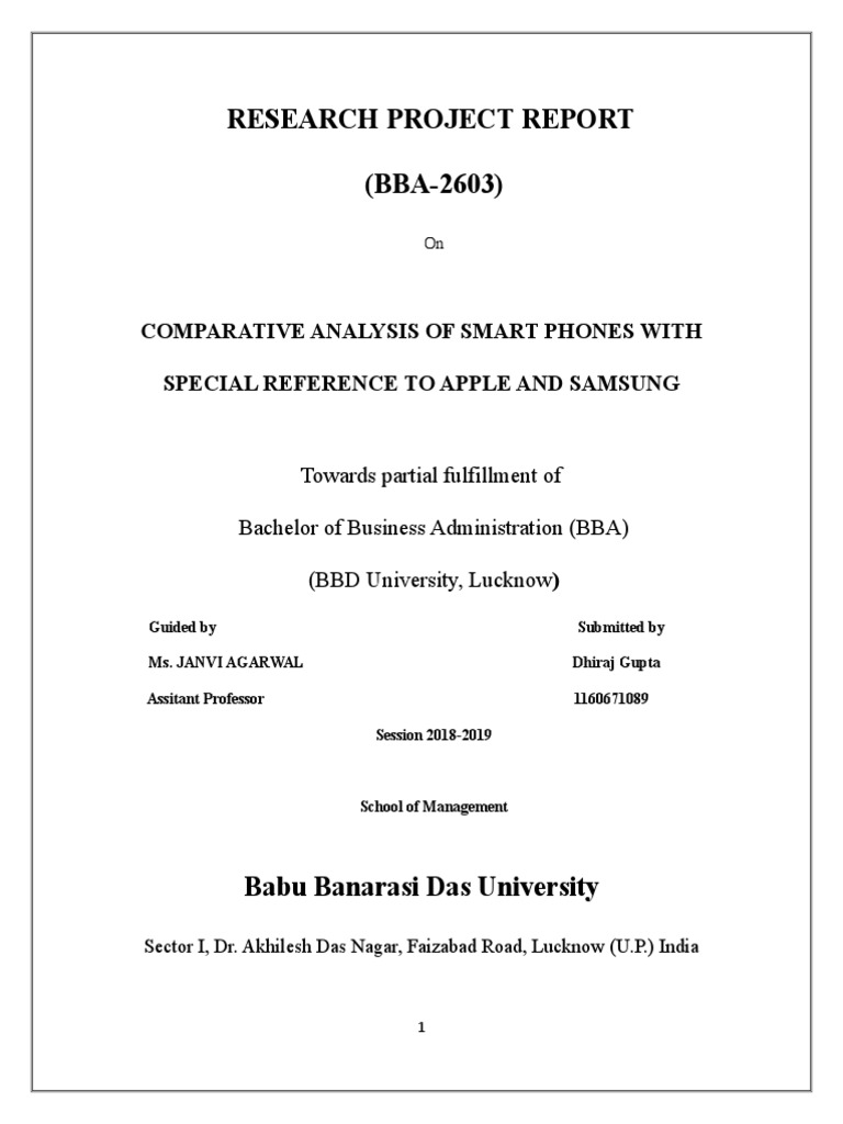 Research Project Report (BBA-2603) : Comparative Analysis of Smart ...