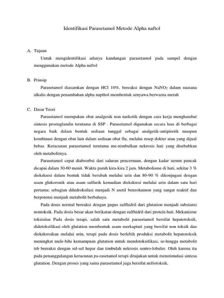 Identifikasi Parasetamol dengan Alpha Naftol | PDF