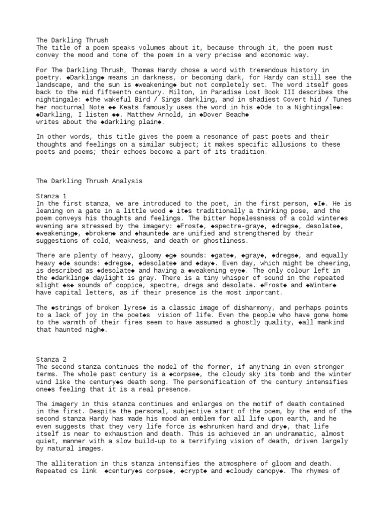 The Darkling Thrush | PDF | Metre (Poetry) | Poetry