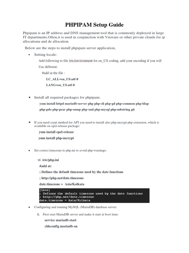 Php-Ipam Setup Guide | PDF | Domain Name System | Superuser