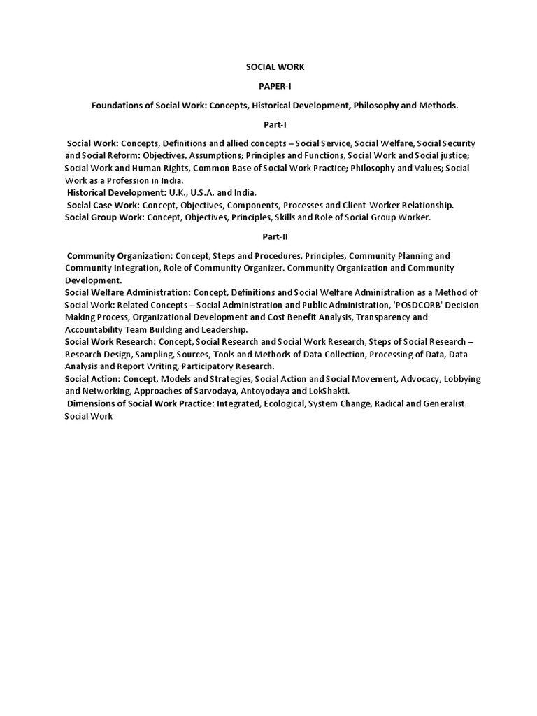 Social Work Syllabus | PDF | Social Work | Public Administration