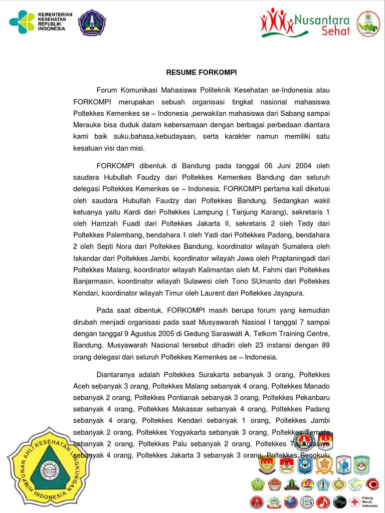 Sejarah dan Peran FORKOMPI Poltekkes | PDF
