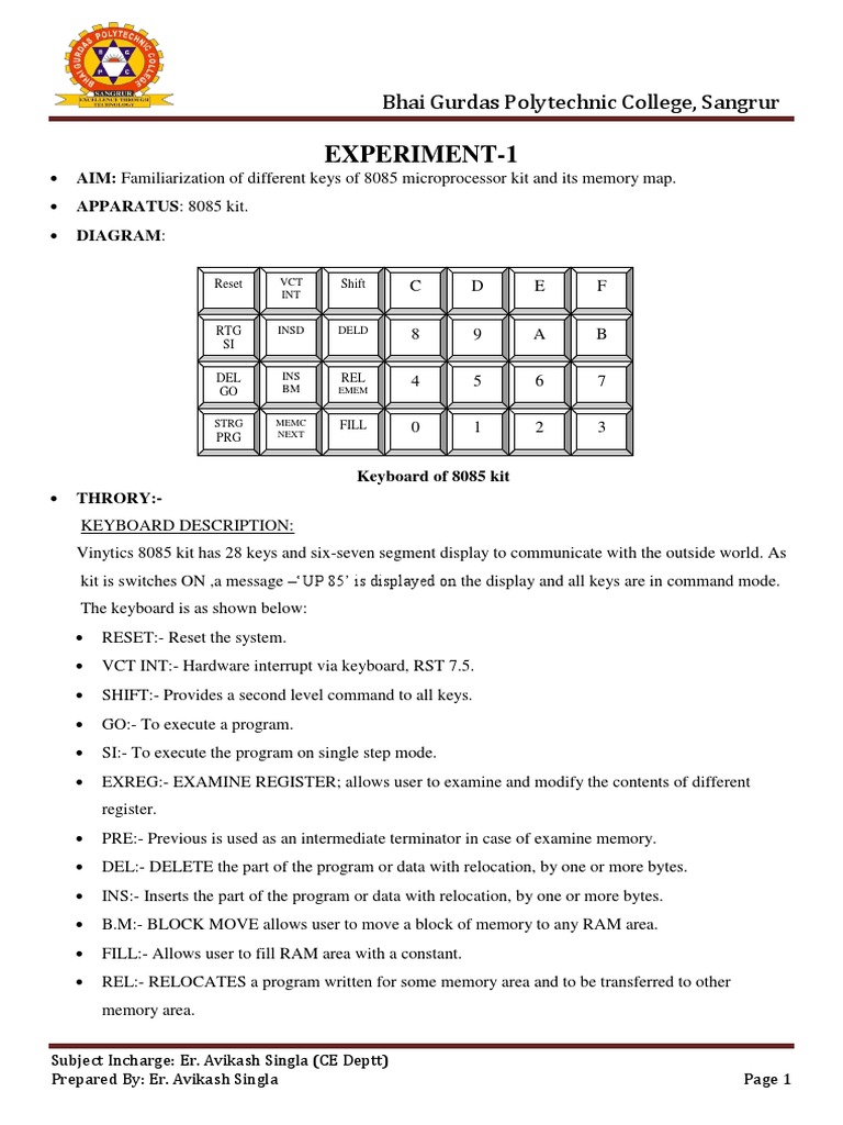 Microprocessor All Experiment IT PDF | PDF | Computer Keyboard ...