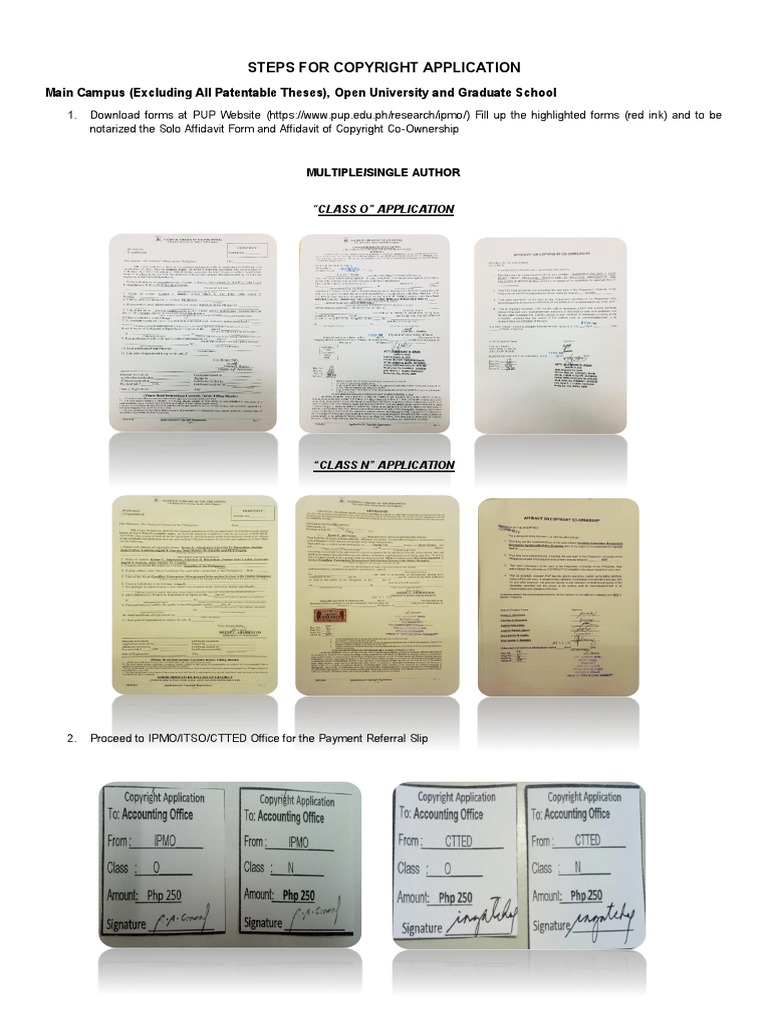Steps For Copyright Application | PDF | Patent Application | Photocopier