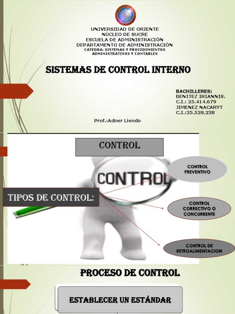 Sistemas de Control Interno. Diapositivas | PDF | Auditoría | Contabilidad