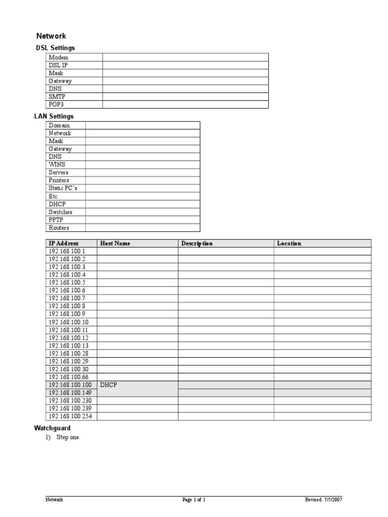 Network Documentation Template | PDF