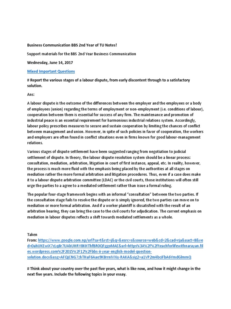 Business Communication BBS 2nd Year of TU Notes | PDF