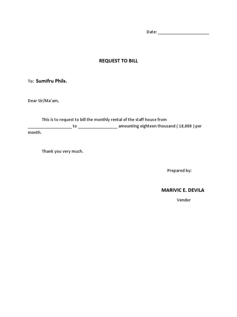 Request To Bill: Date | PDF