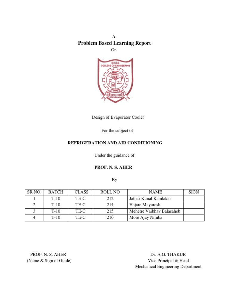 Problem Based Learning Report: Refrigeration and Air Conditioning | PDF ...