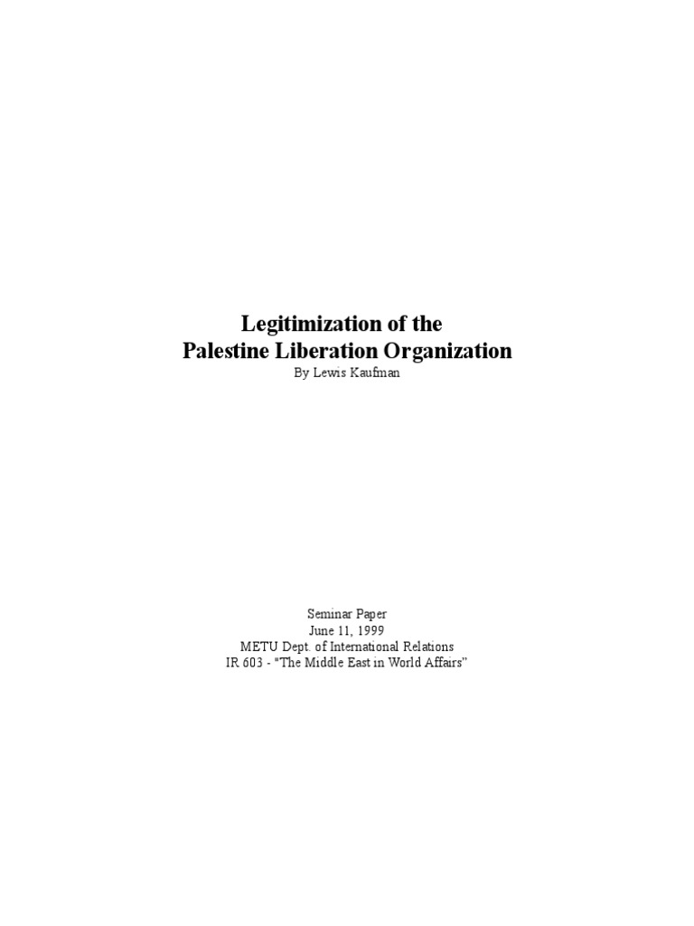 Legitimization of the PLO Explained | PDF | Palestine Liberation ...