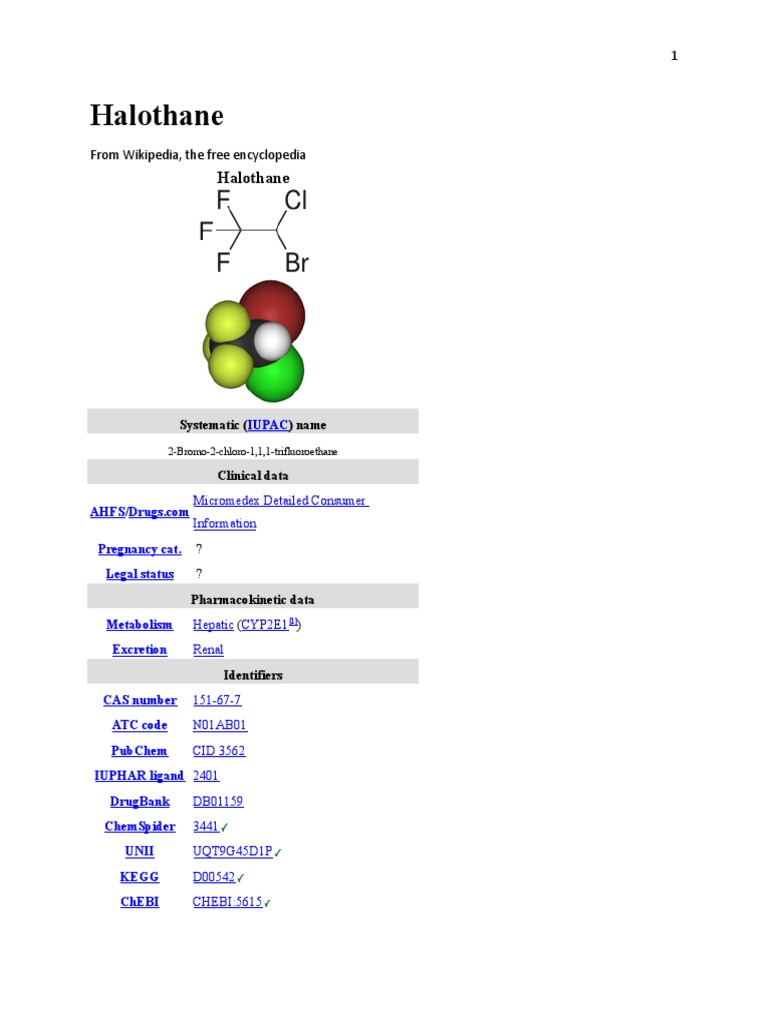 Halothane | PDF | Anesthesia | Pharmacology