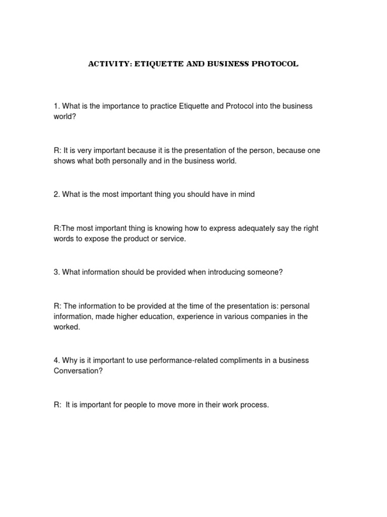 Etiquette and Business Protocol T | PDF