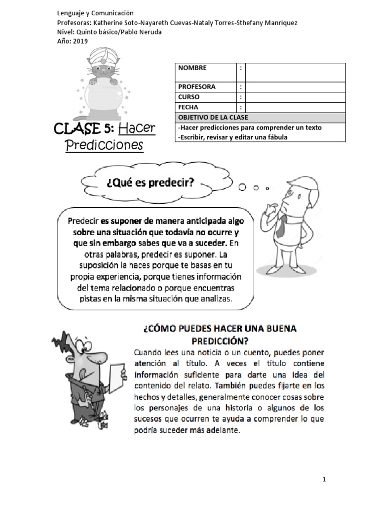 Hoja De Trabajo Para Hacer Predicciones