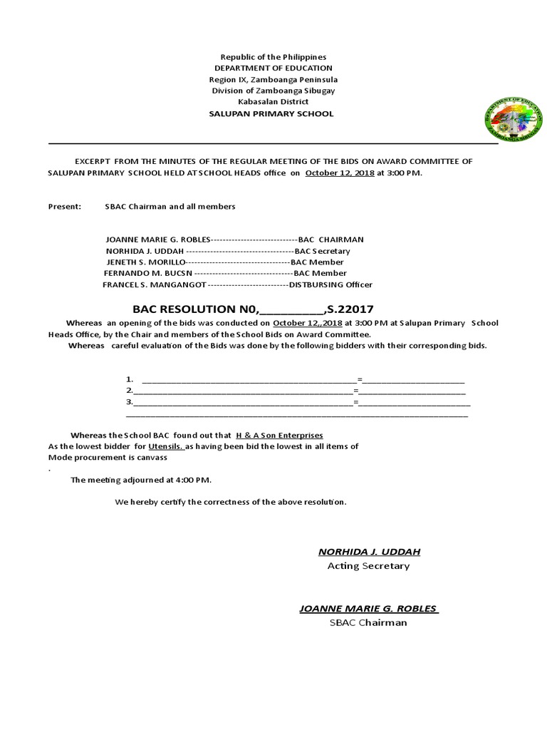 Bac Resolution Sanghanan | PDF