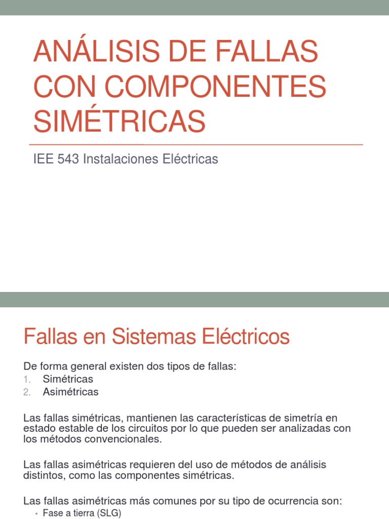 Análisis de fallas eléctricas con componentes simétricas | PDF ...