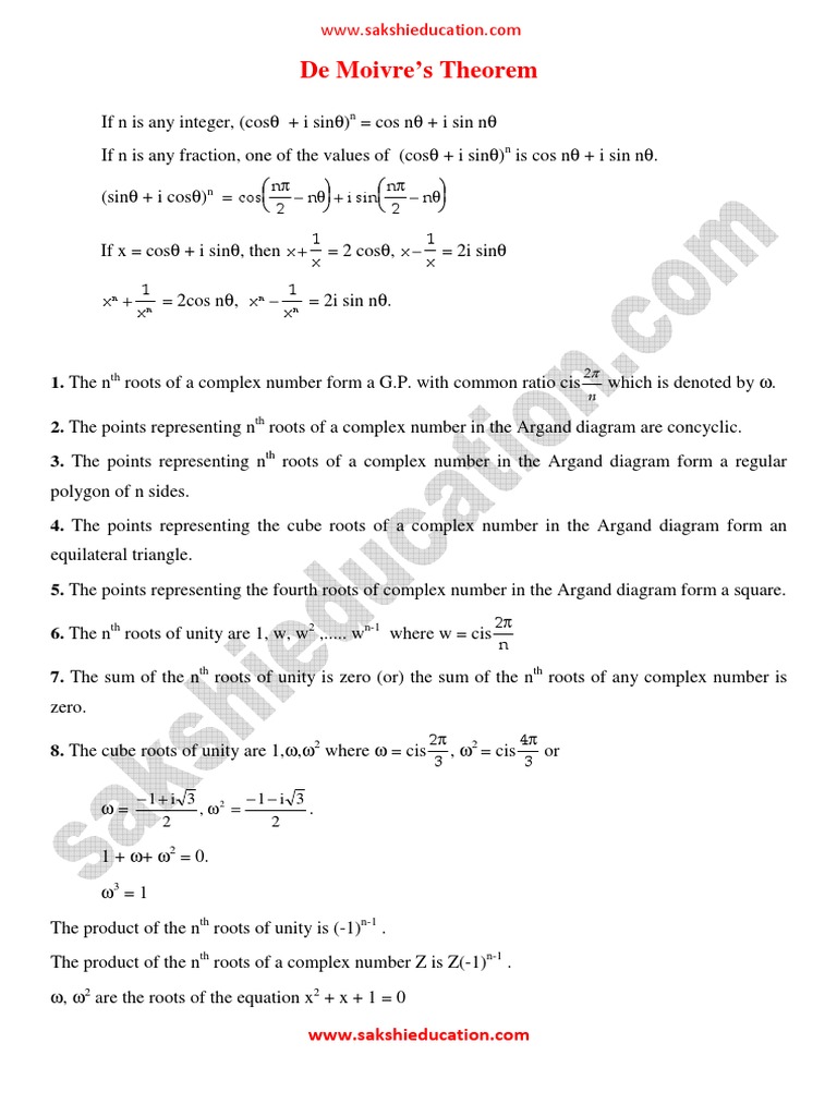 DeMoivres Theorem PDF | PDF | Numbers | Complex Number