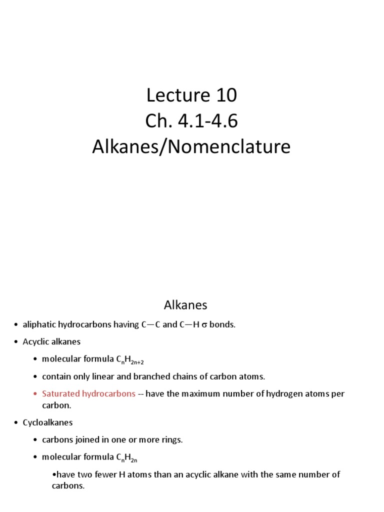 10 Alkanes Nomenclature | PDF | Alkane | Functional Group