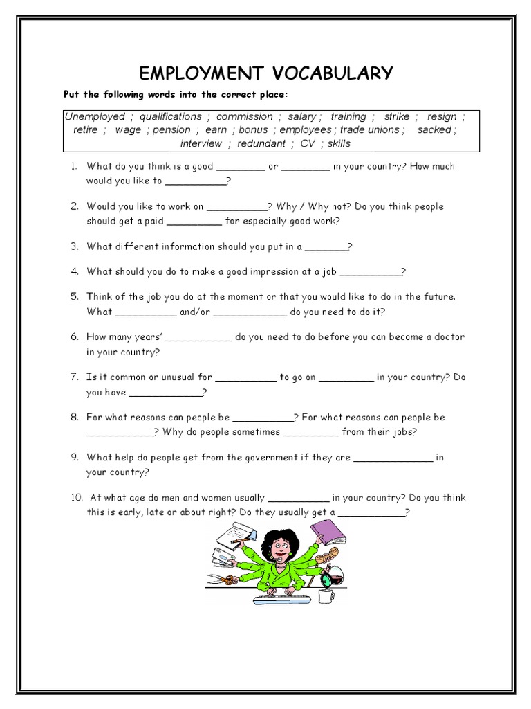 Employment Vocabulary y | PDF