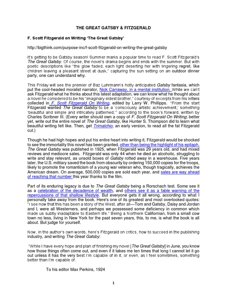 The Great Gatsby and Fitzgerald | PDF | The Great Gatsby | Zelda Fitzgerald