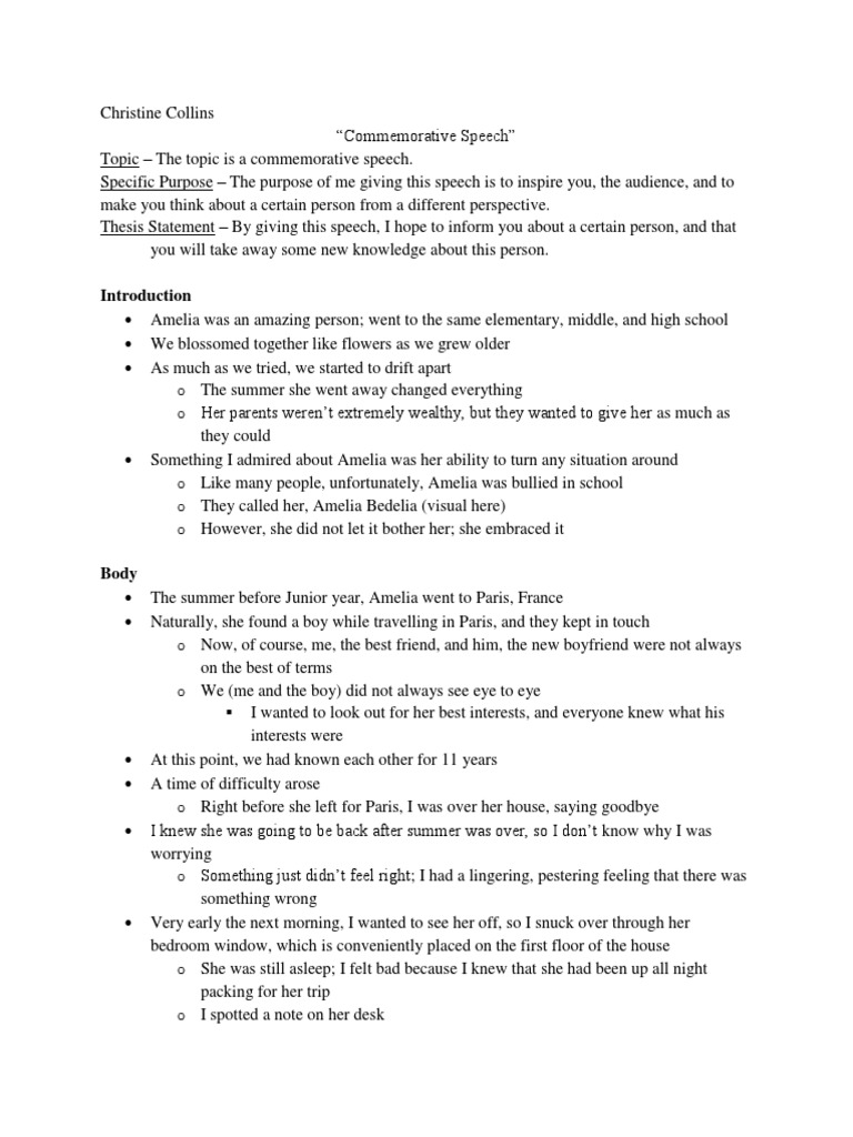 Commemorative Speech | PDF