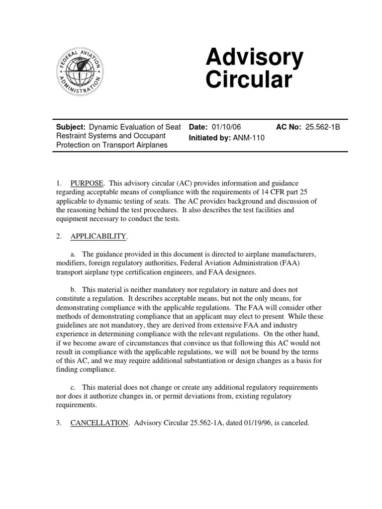 Dynamic Testing of Seat Restraints | PDF | Federal Aviation ...