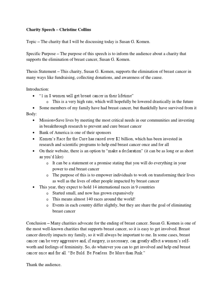 Charity Speech Outline 02-05-2019 | PDF | Society | Charity