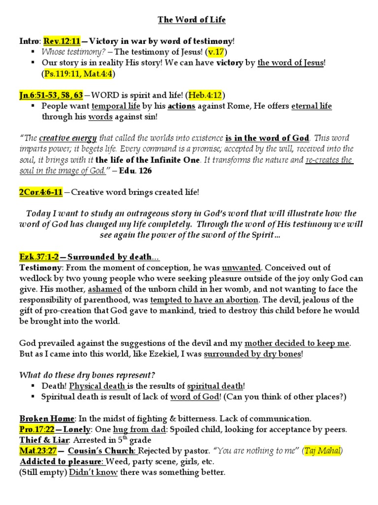 Taj Pacleb - The Word of Life | PDF | Christian Belief And Doctrine | Jesus