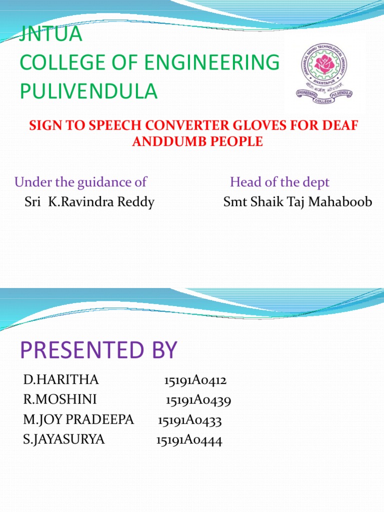 Jntua College of Engineering Pulivendula: Sign To Speech Converter ...
