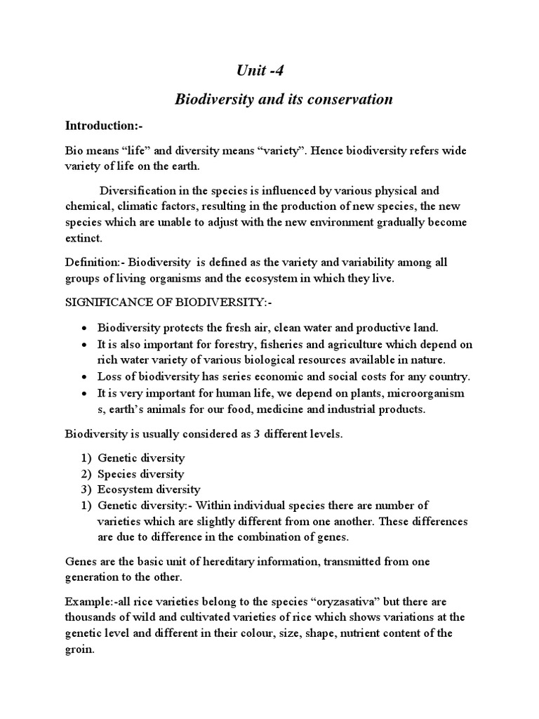 IV - Biodiversity and Its Conservation | PDF | Biodiversity ...