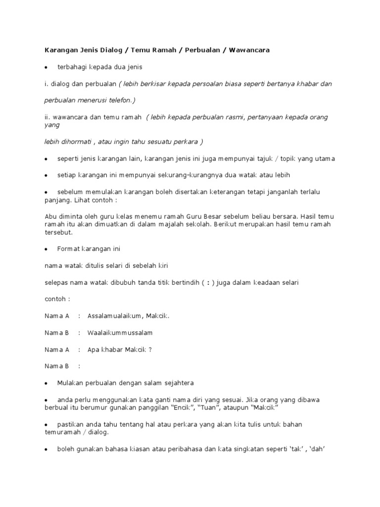 Karangan Jenis Dialog | PDF