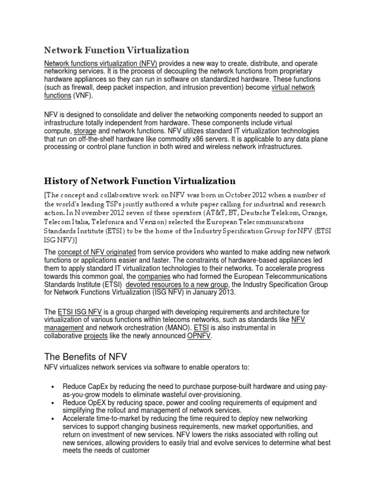 NFV | PDF | Virtualization | Computer Network