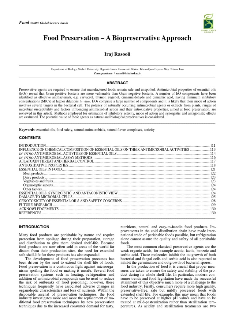 Bio Preservatives in Food | PDF | Food Preservation | Antimicrobial