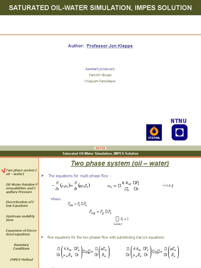 Oil Water Simulation | PDF | Capillary | Petroleum Reservoir