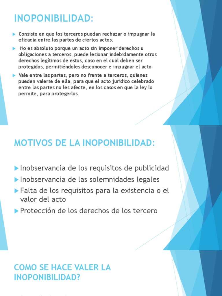 INOPONIBILIDAD | PDF | Instrumento jurídico | Nulo (ley)