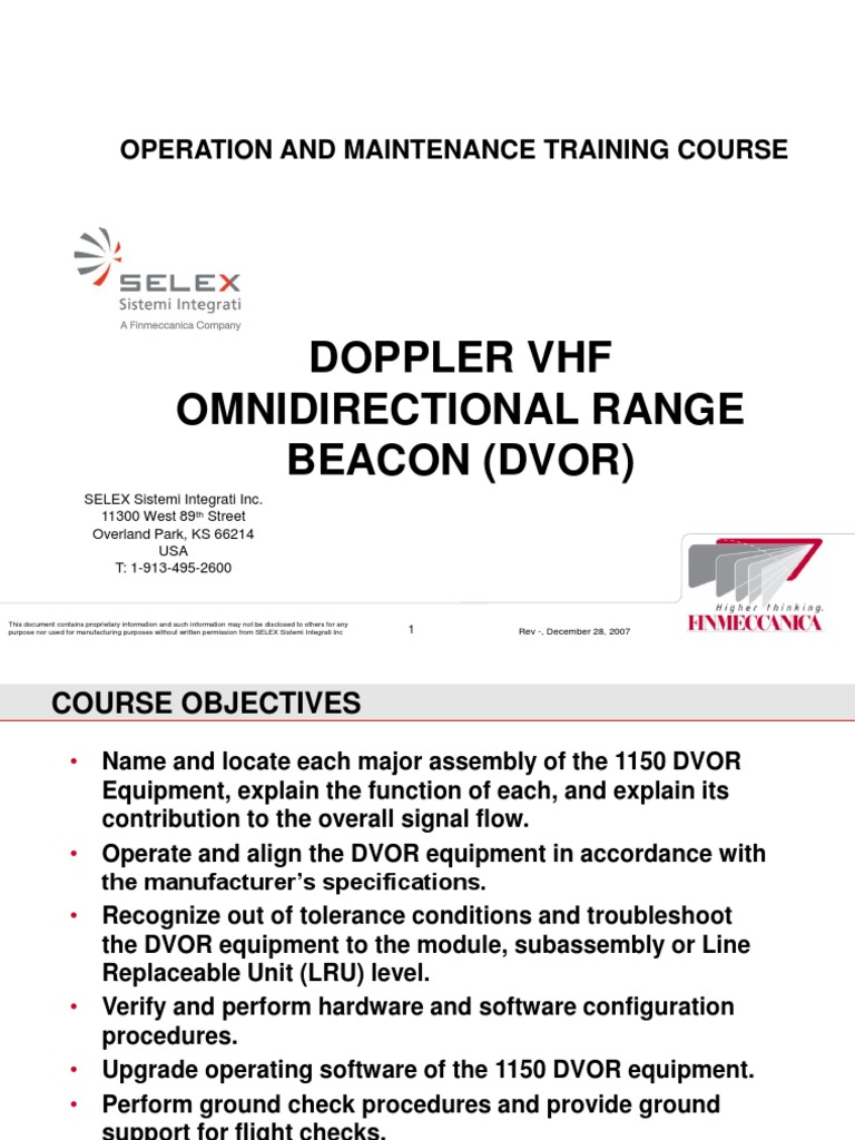 DVOR Operation and Maintenance Guide | PDF | Frequency Modulation ...