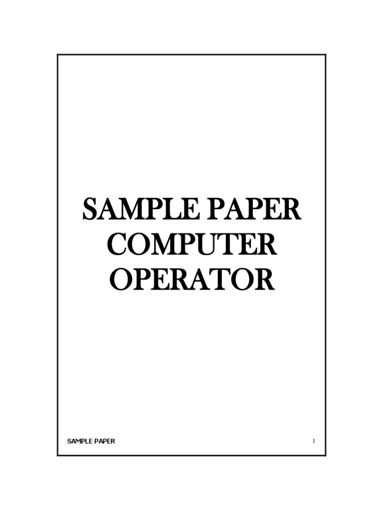 Sample Paper Computer Operator | PDF | Universe | Computer Program