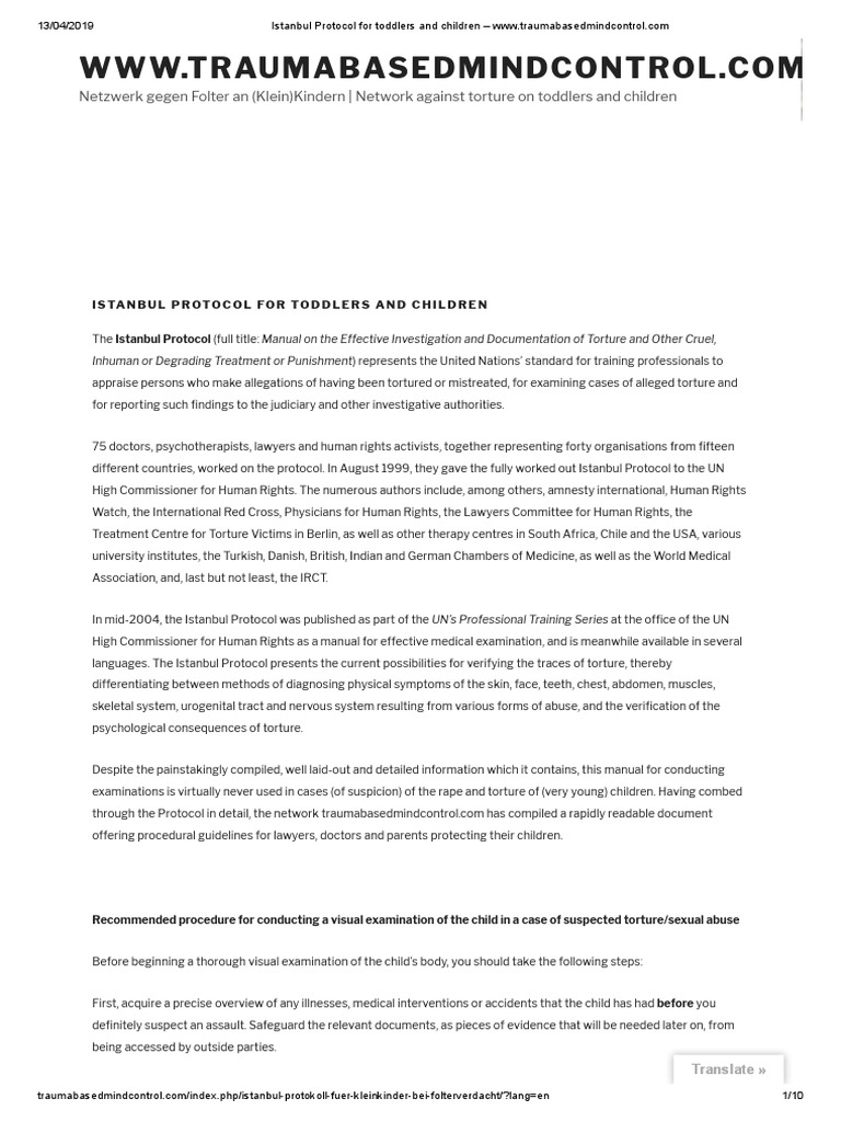 Istanbul Protocol For Toddlers and Children | PDF | Clinical Medicine ...