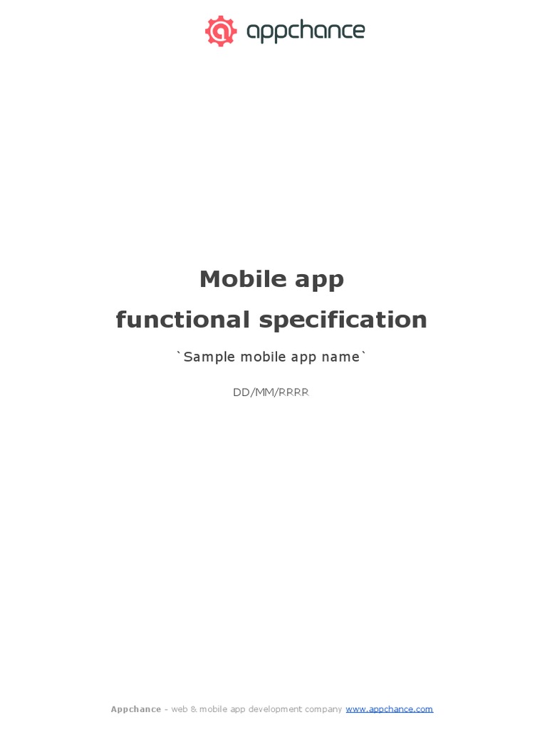 Mobile App Functional Specification Sample PDF | PDF | Mobile App ...