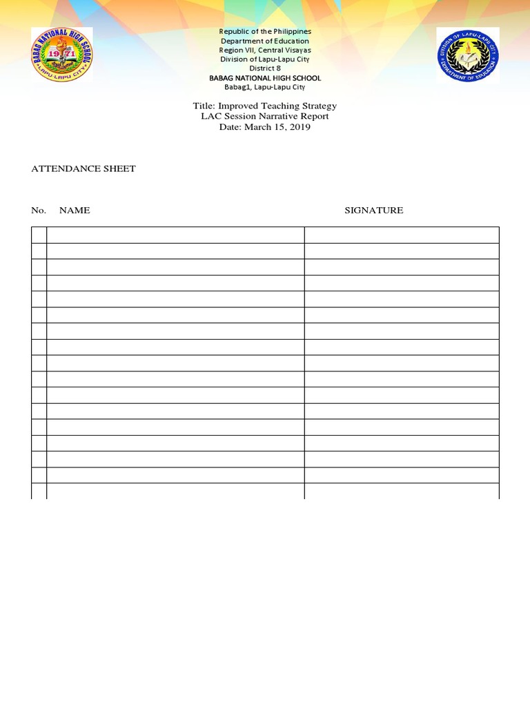 LAC SESSION Attendance Sheet | PDF