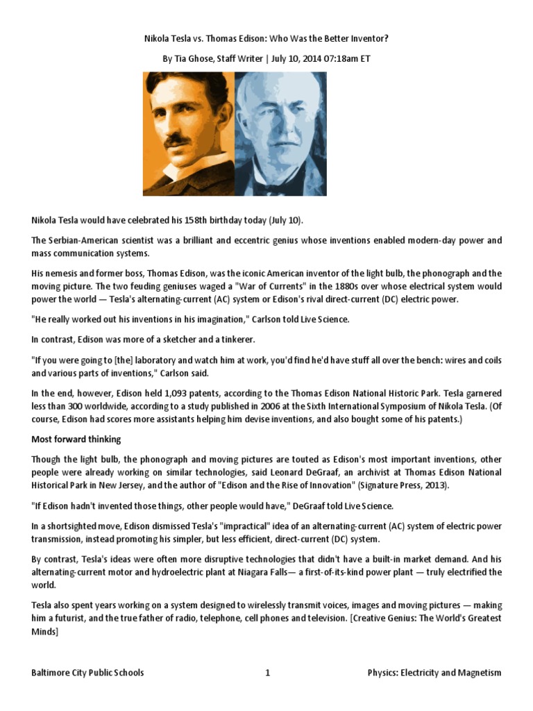 Cer Final Assessment | Download Free PDF | Thomas Edison | Nikola Tesla